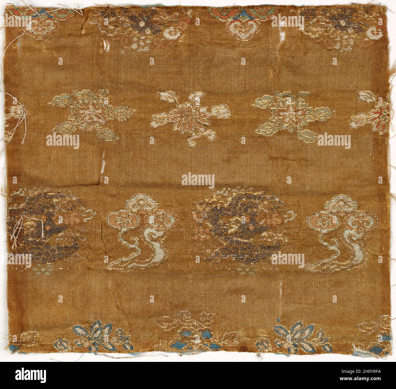 Fragment, early 1700s. China, early 18th century. Brocaded satin; silk ...