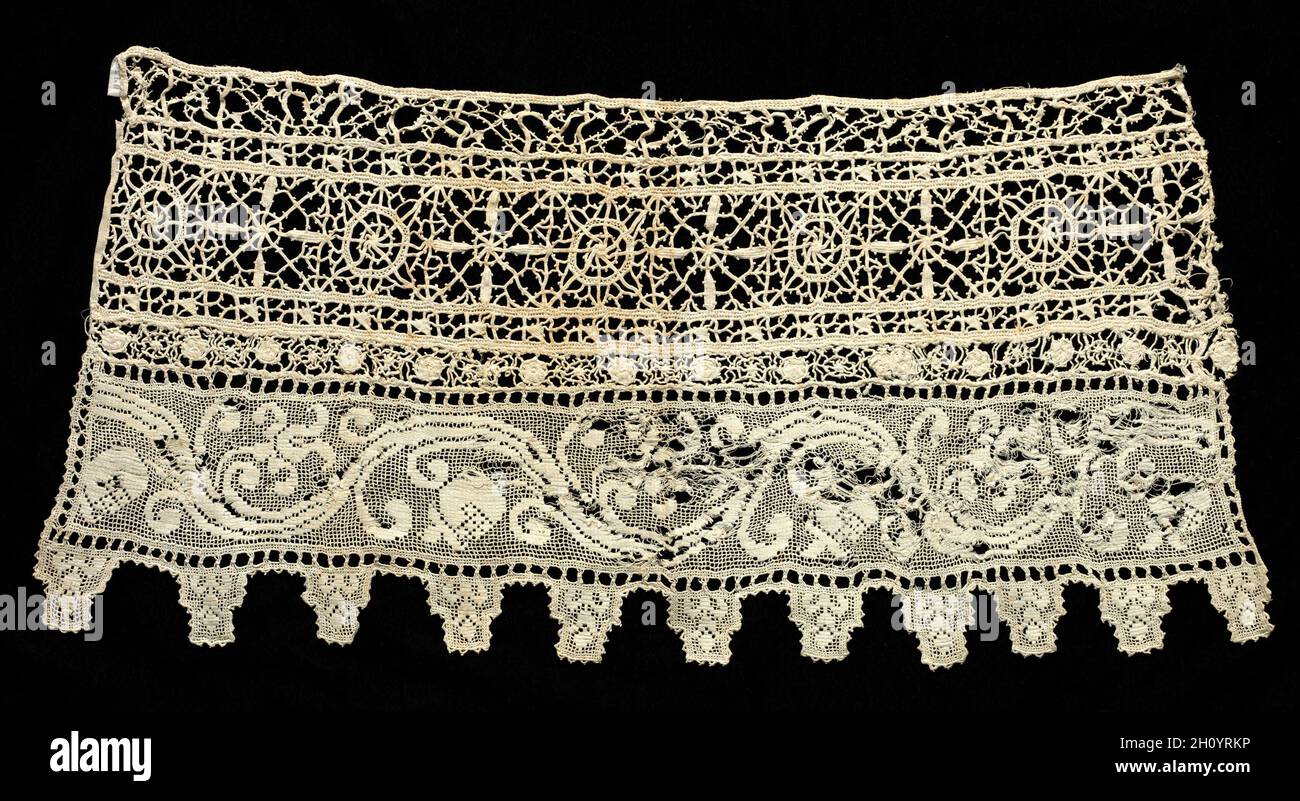 Linen needle lace worked on a laid and plaited grid hi-res stock ...