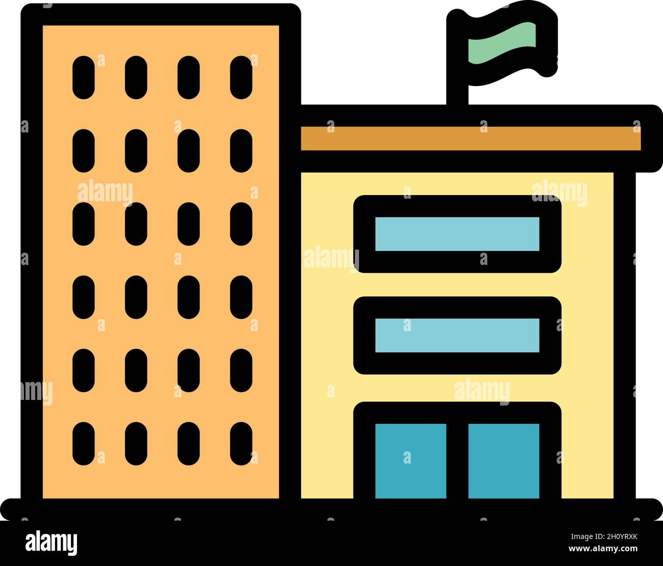 Town campus icon. Outline Town campus vector icon color flat isolated ...