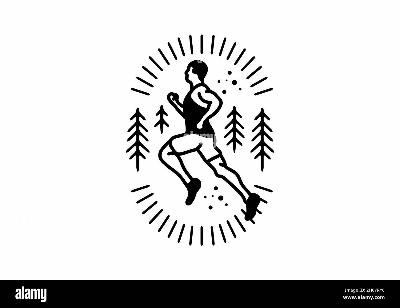 Man running mountain trail Stock Vector Images - Alamy