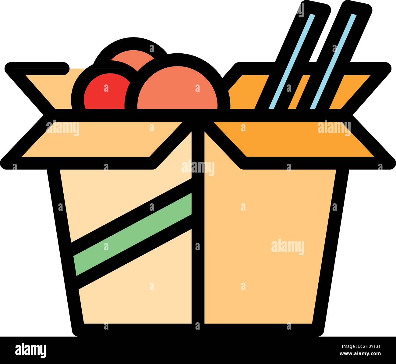 Asian food box icon. Outline Asian food box vector icon color flat ...