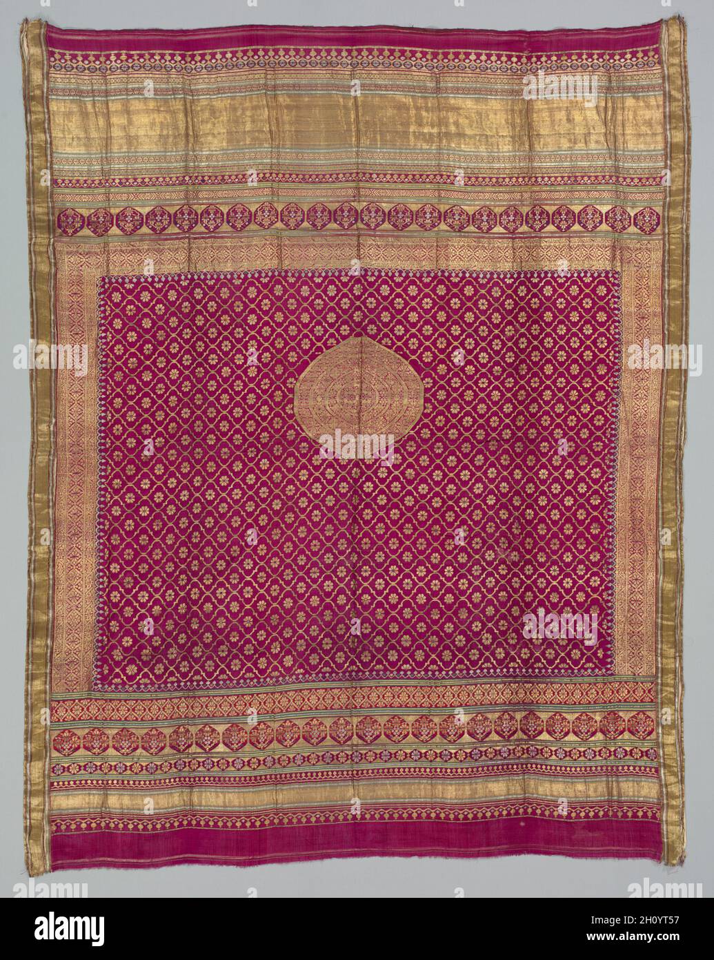 Fragment of Gold Cloth, 1800s. India, 19th century. Brocade; silk, gold ...