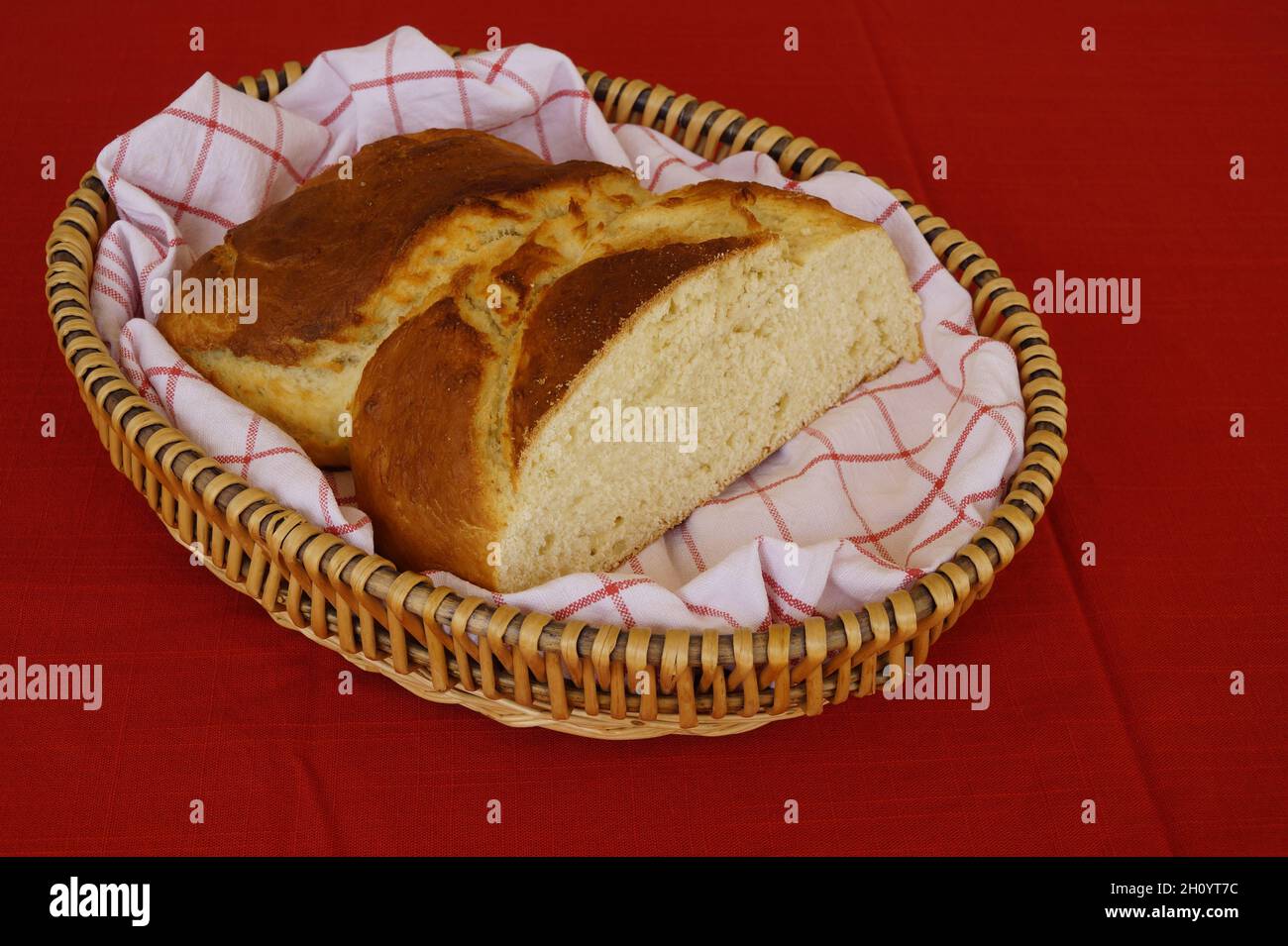 a delicious rustic loaf of german braid home-made bread (Zopf) with a ...