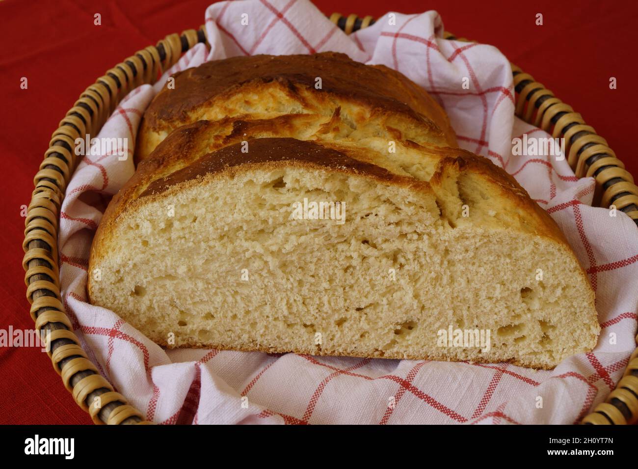 a delicious rustic loaf of german braid home-made bread (Zopf) with a ...