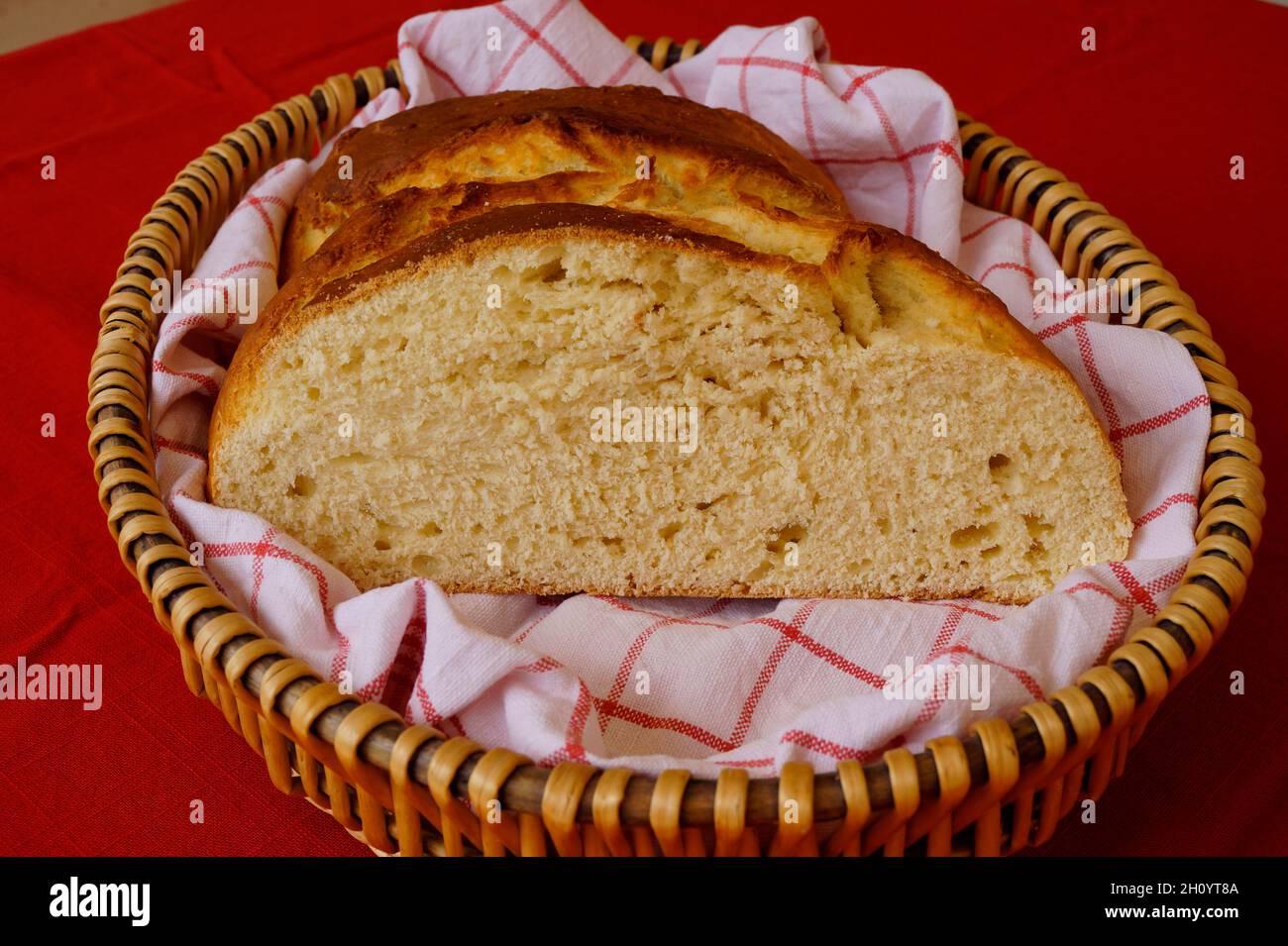 a delicious rustic loaf of german braid home-made bread (Zopf) with a ...