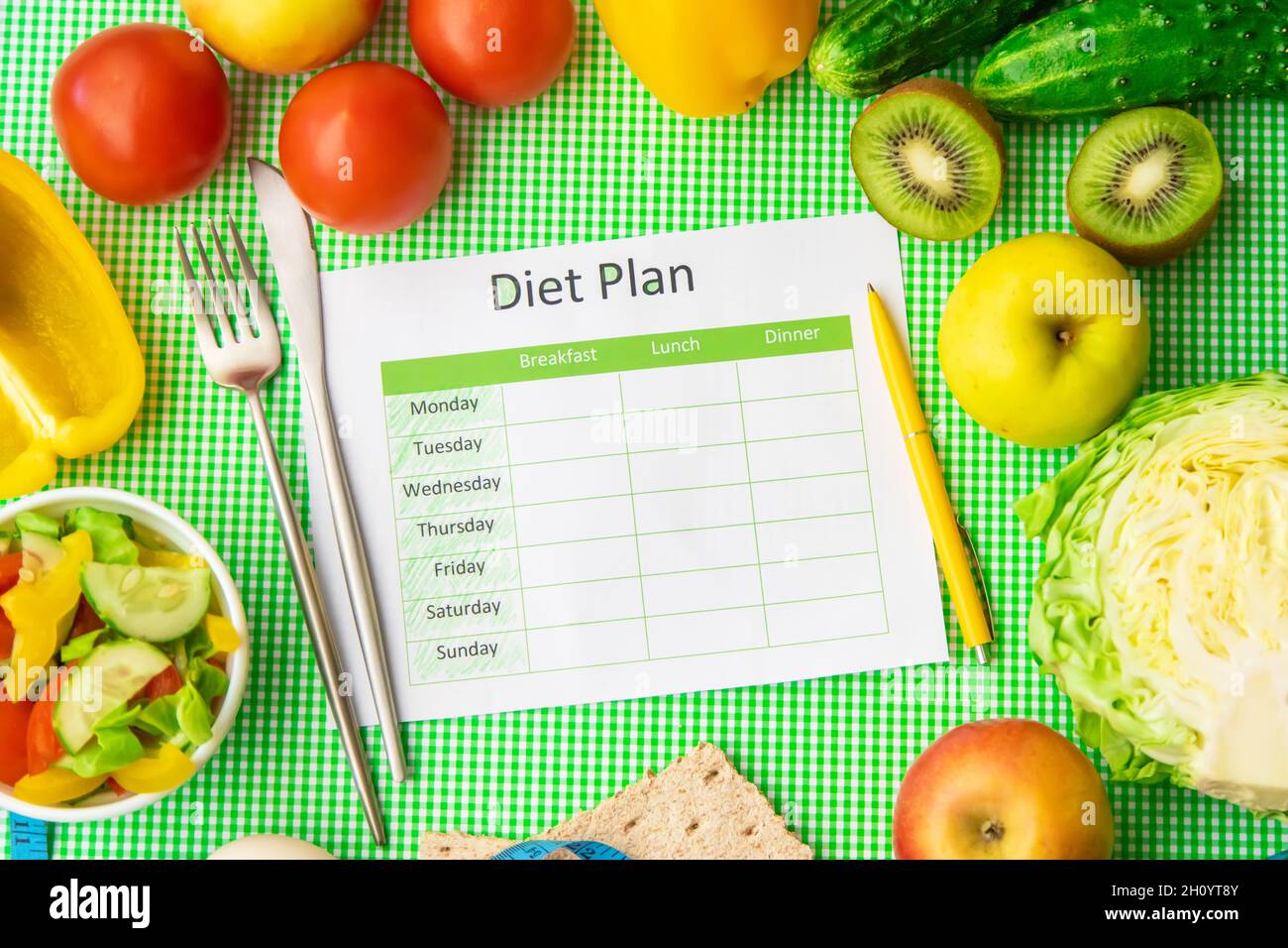 Weekly diet plan. The concept of proper nutrition. Selective focus ...