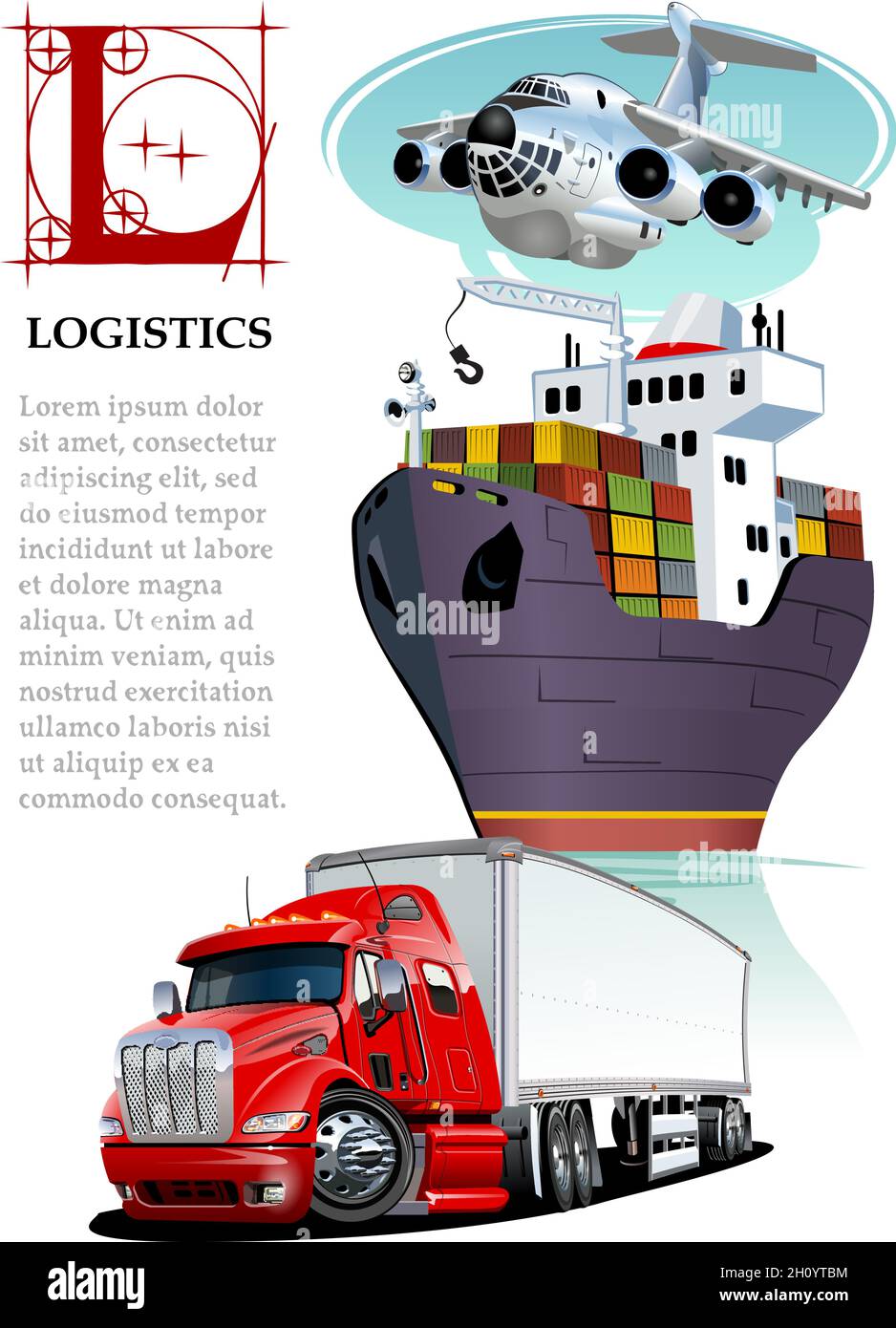 Vector set of cartoon cargo transport. Available EPS-10 vector format ...