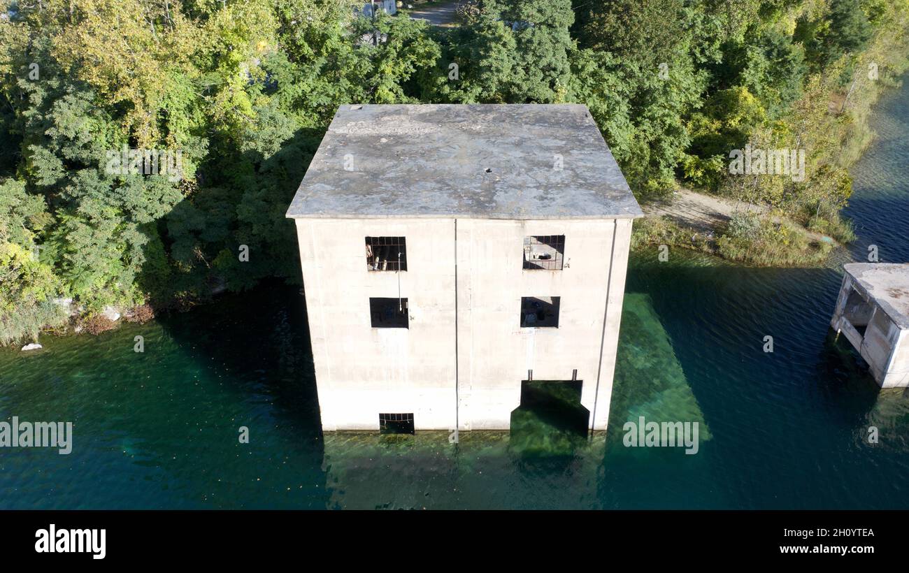 Aerial landscape shot upstate over Verplanck Stock Photo - Alamy