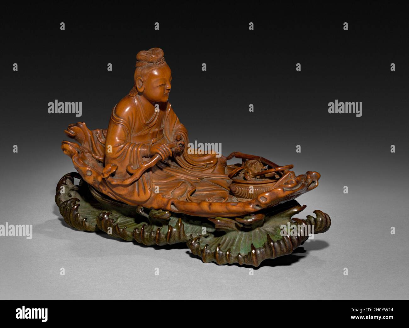 Figure of Daoist Immortal He Xiangu, 1700s. China, Qing dynasty (1644 ...