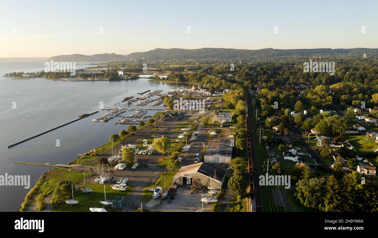 Aerial landscape shot upstate over Verplanck Stock Photo - Alamy