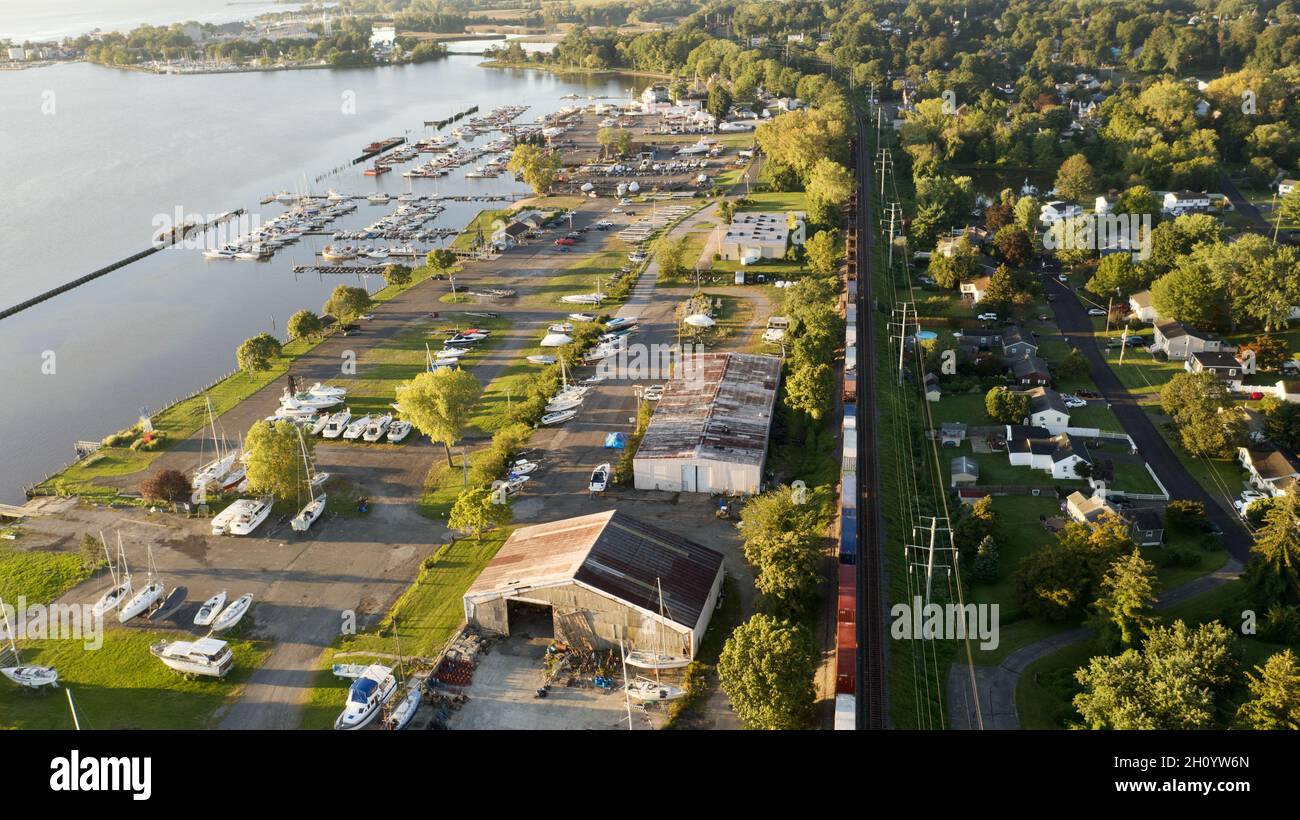 Aerial landscape shot upstate over Verplanck Stock Photo - Alamy