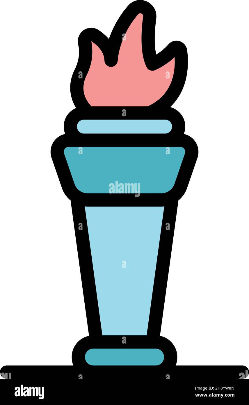 Olympic fire icon. Outline olympic fire vector icon color flat isolated ...