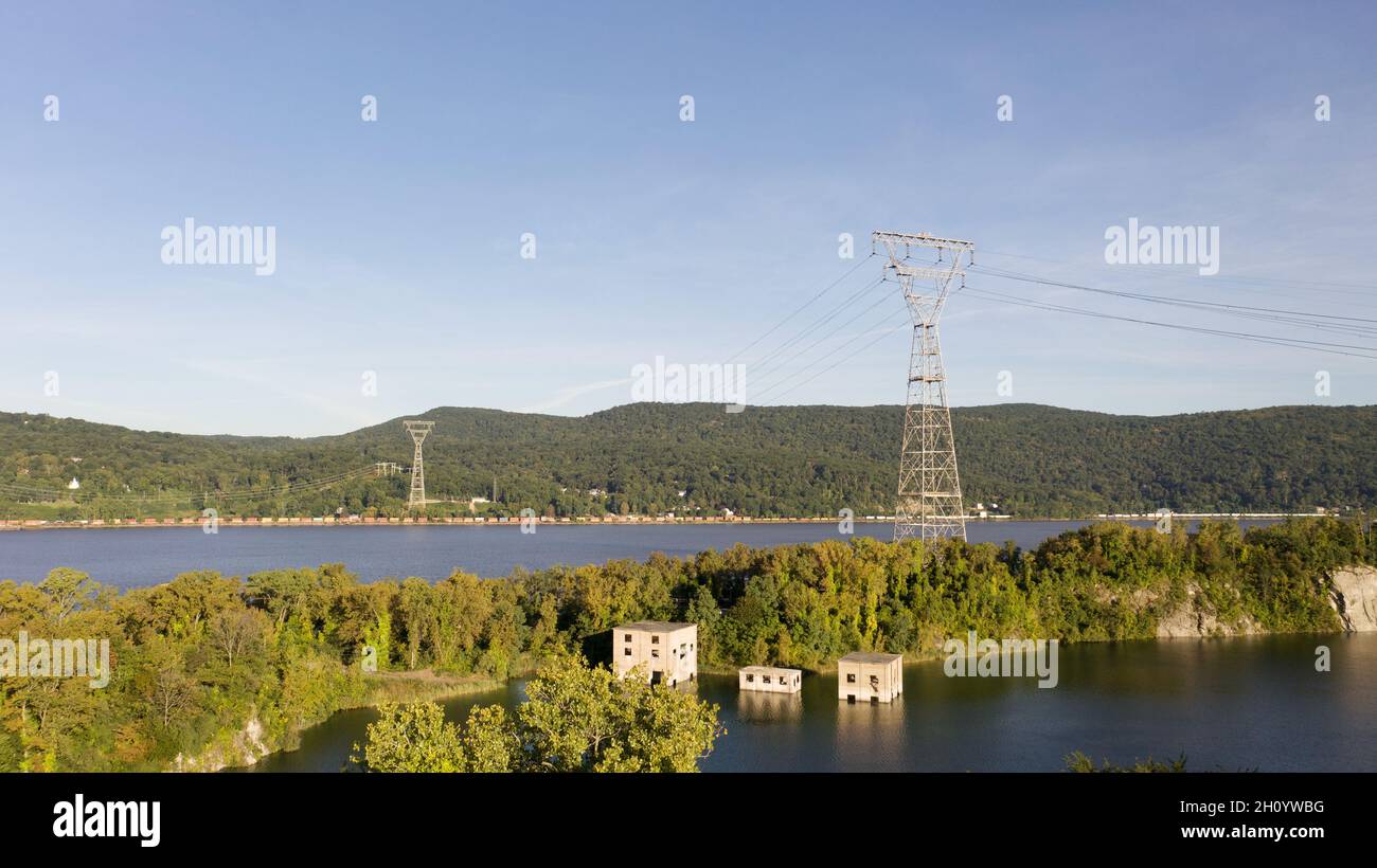 Aerial landscape shot upstate over Verplanck Stock Photo - Alamy