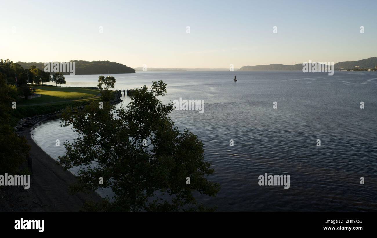 Aerial landscape shot upstate over Verplanck Stock Photo - Alamy