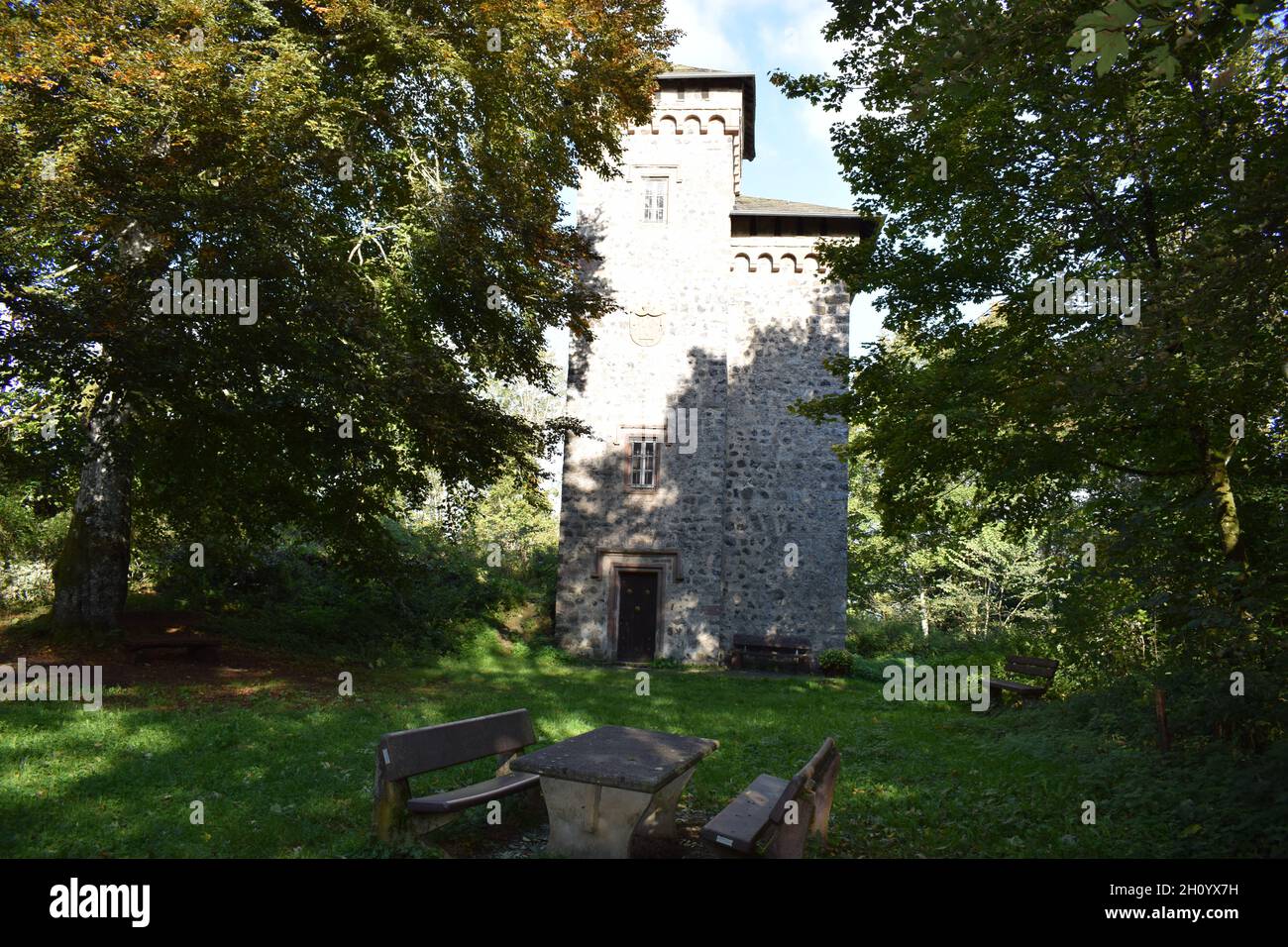 front side of viewing tower on former Burg Aremberg Stock Photo - Alamy