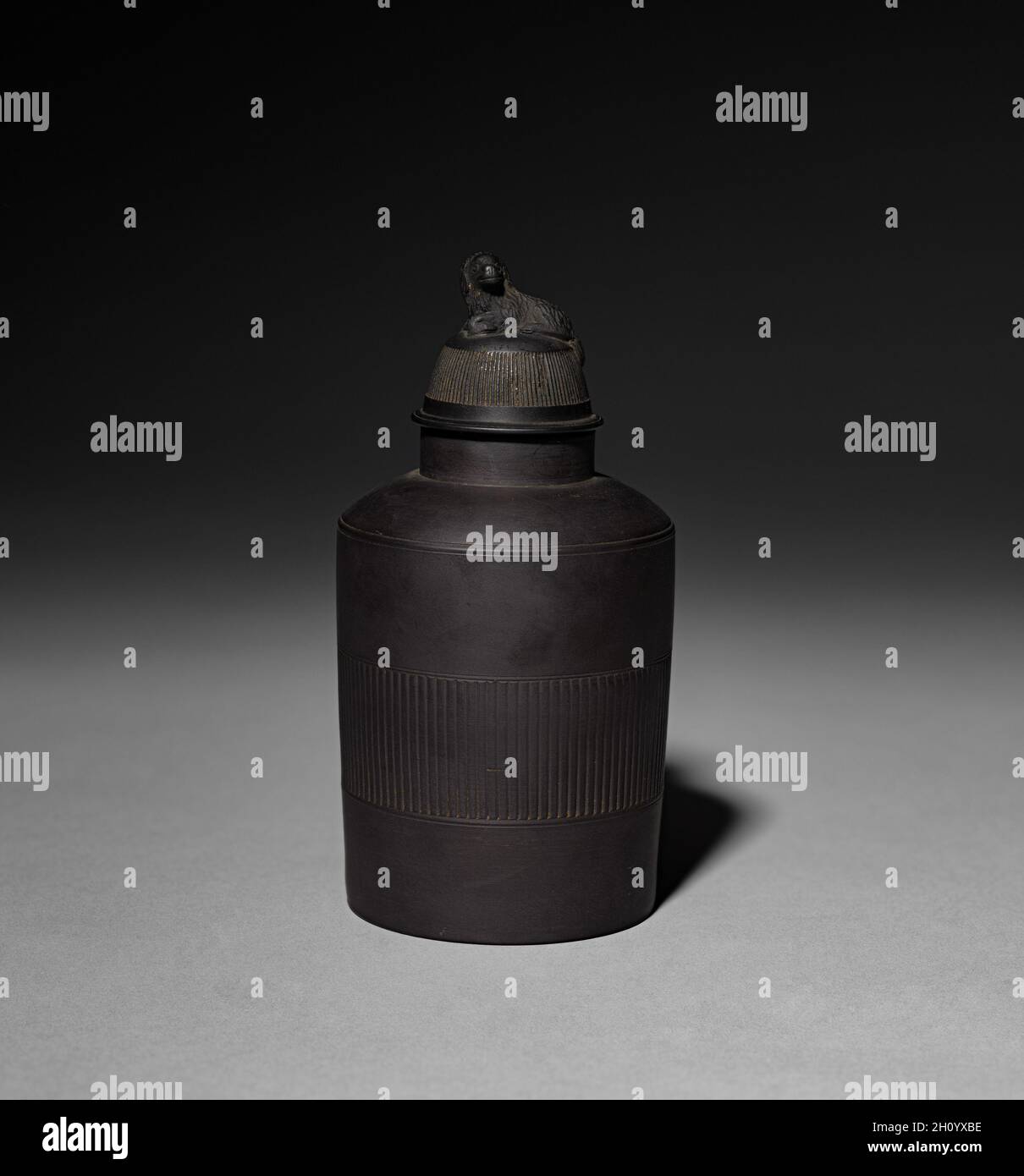 Tea Caddy, c. 1770-80. England, Staffordshire. Black basalt stoneware ...