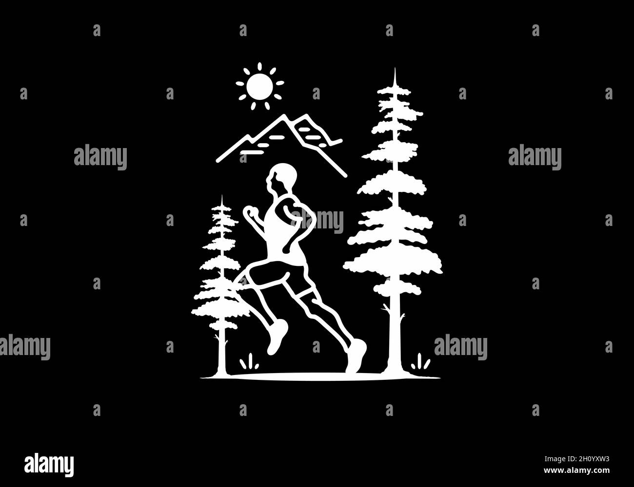 Man running mountain trail Stock Vector Images - Alamy