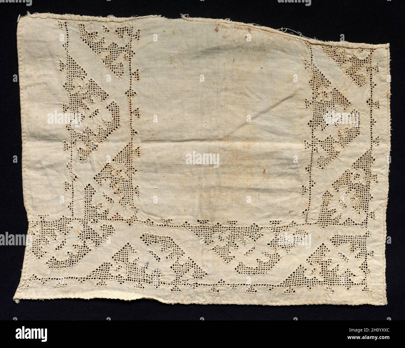 Needlepoint (Drawnwork) Lace Fragment, 16th-17th century. Italy, Sicily ...