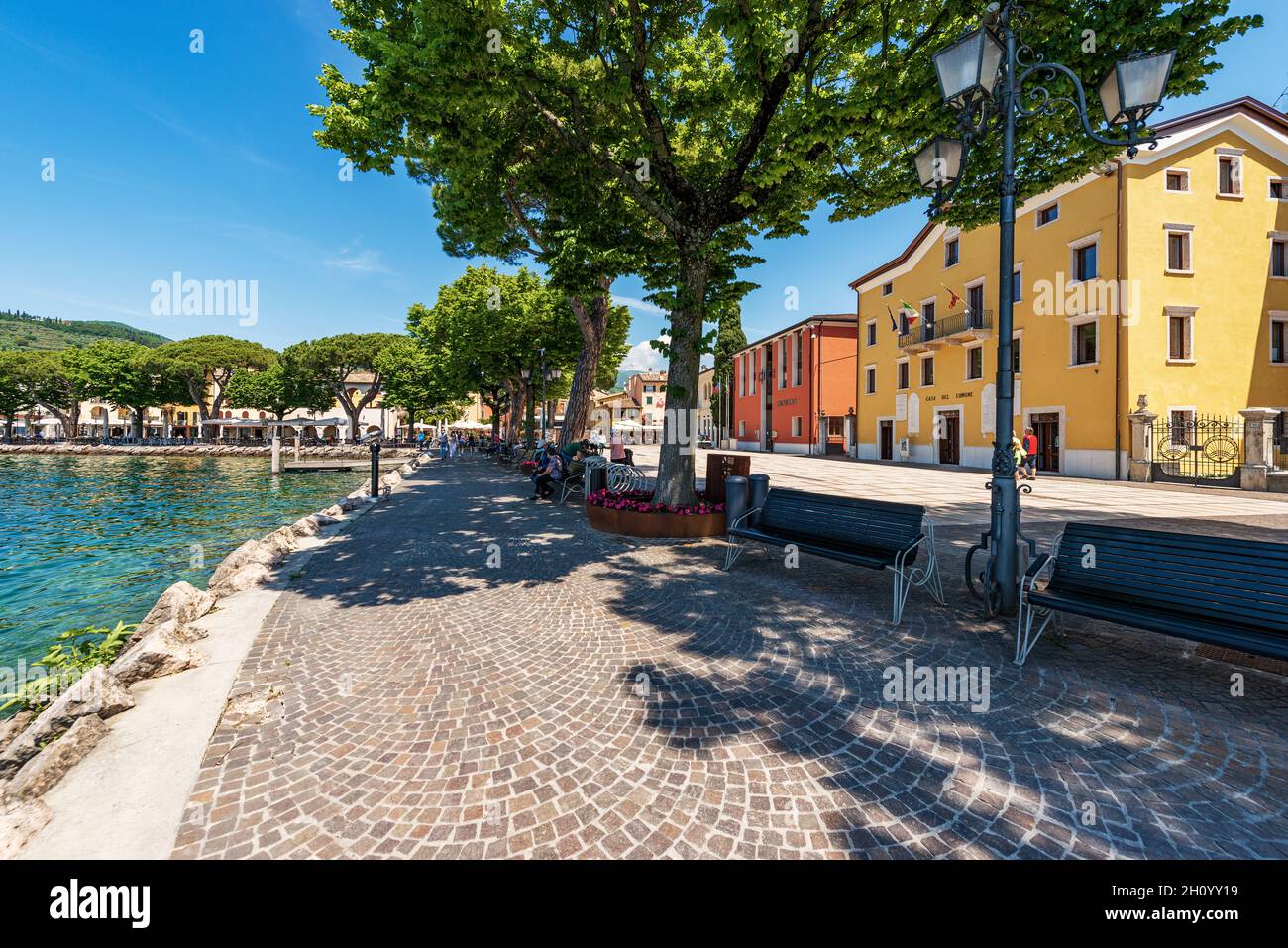Downtown of Garda, village and tourist resort on the coast of Lake ...