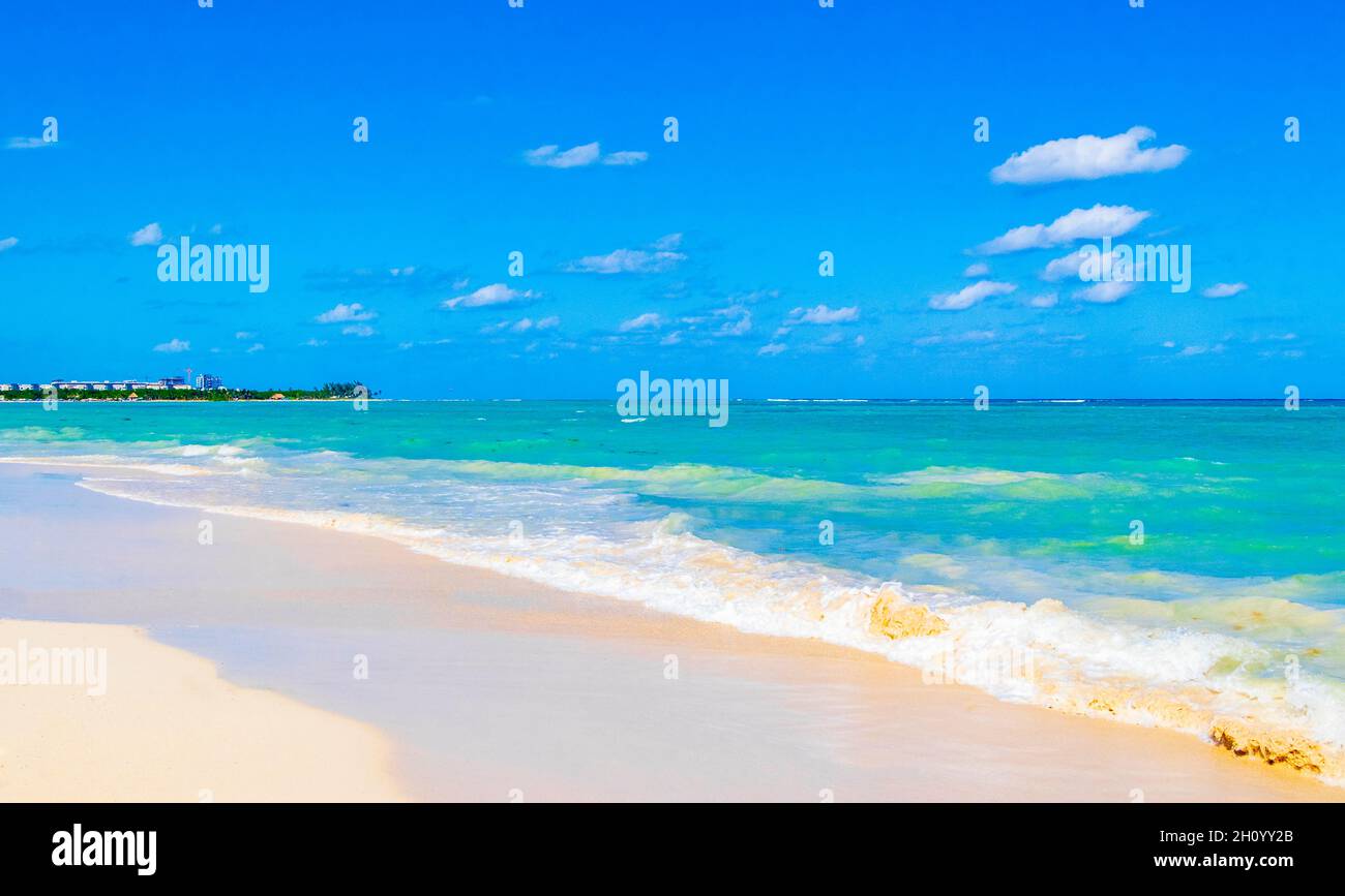 Tropical mexican beach landscape panorama with clear turquoise blue ...
