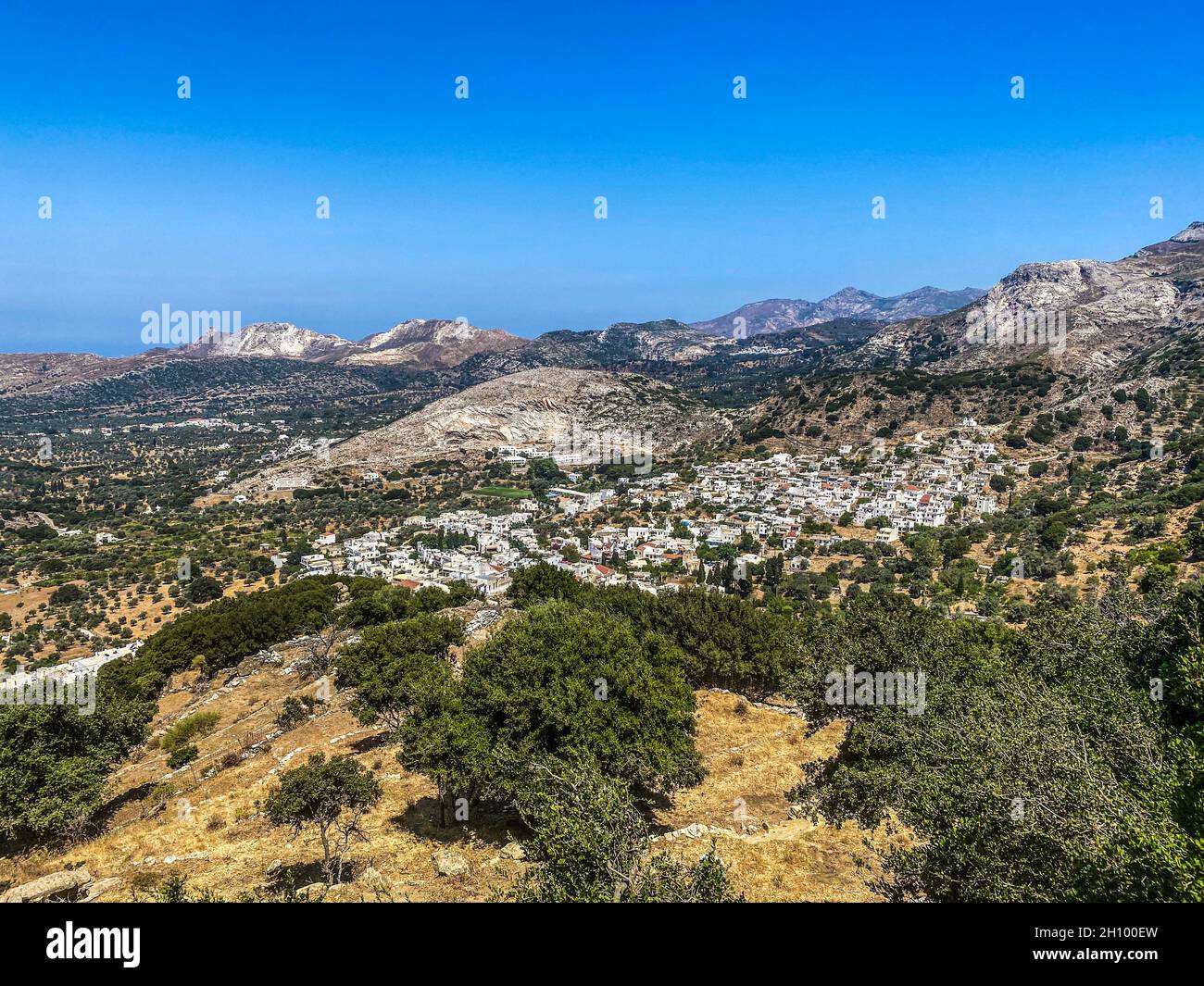 Beautiful mountain village of Filoti, Naxos island, Greece Stock Photo ...
