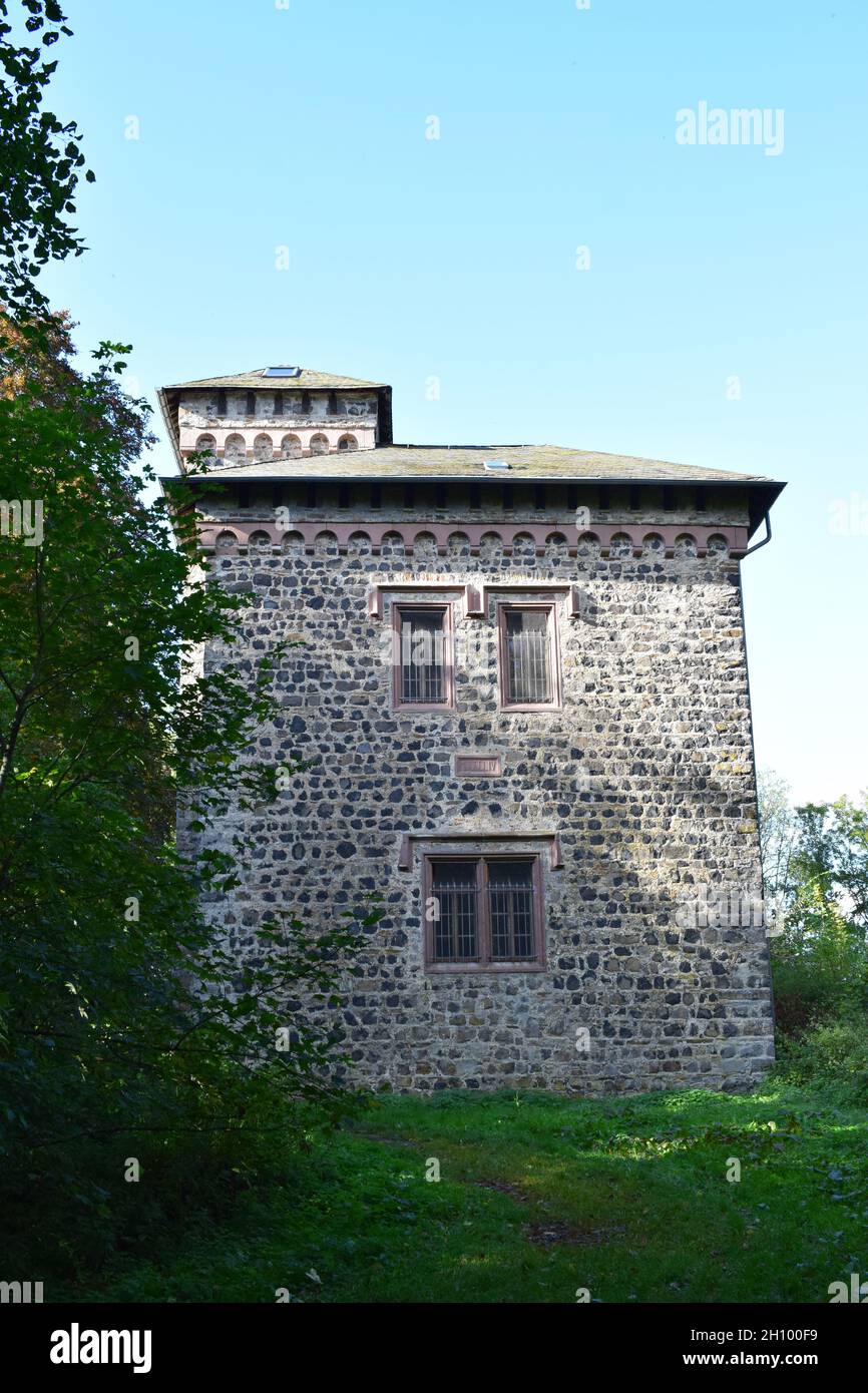 viewing tower on former Burg Aremberg Stock Photo - Alamy