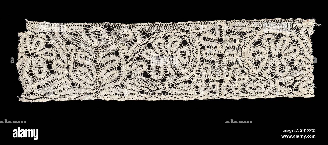 Bobbin Lace Edging, 17th century. Flanders, 17th century. Lace, bobbin ...