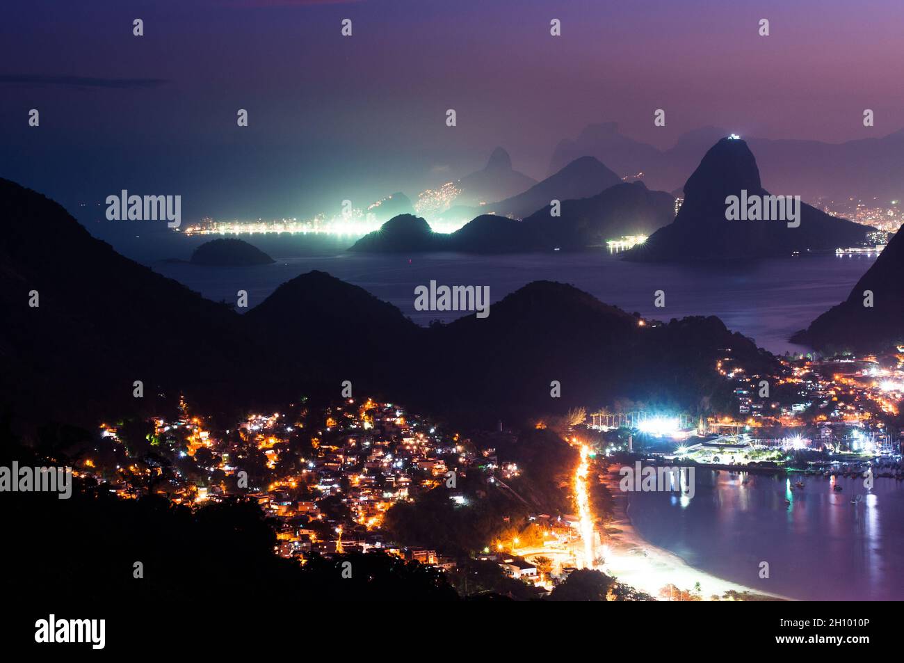 Night Lights and Mountains of Rio de Janeiro, Brazil Stock Photo - Alamy
