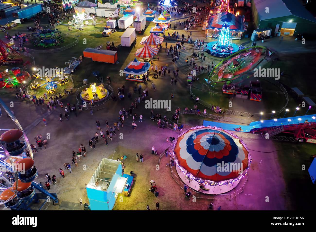 An aerial of a Fair at night Stock Photo - Alamy
