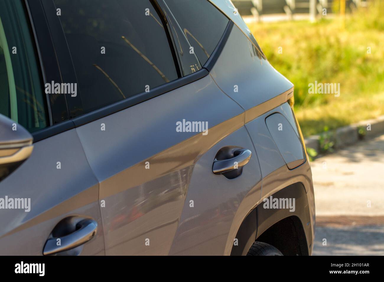 Car door handle of the modern car. Close up new car door Stock Photo ...