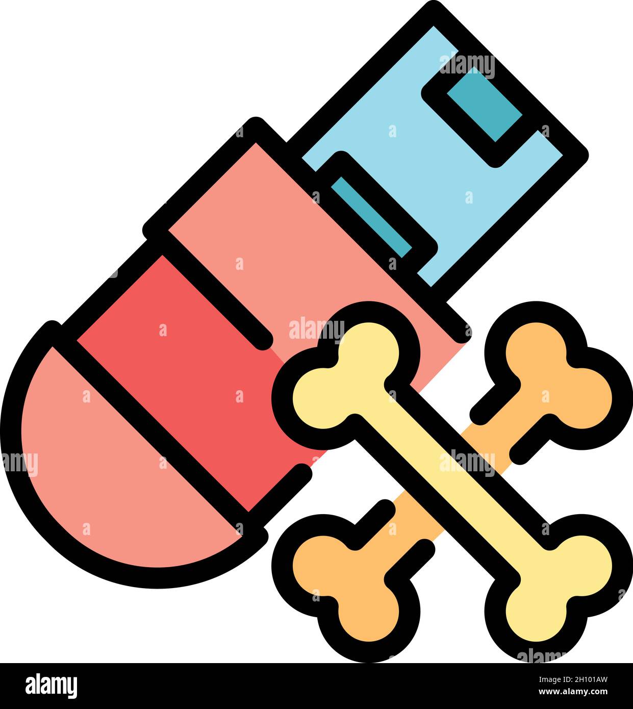 Stick malware icon. Outline stick malware vector icon color flat ...