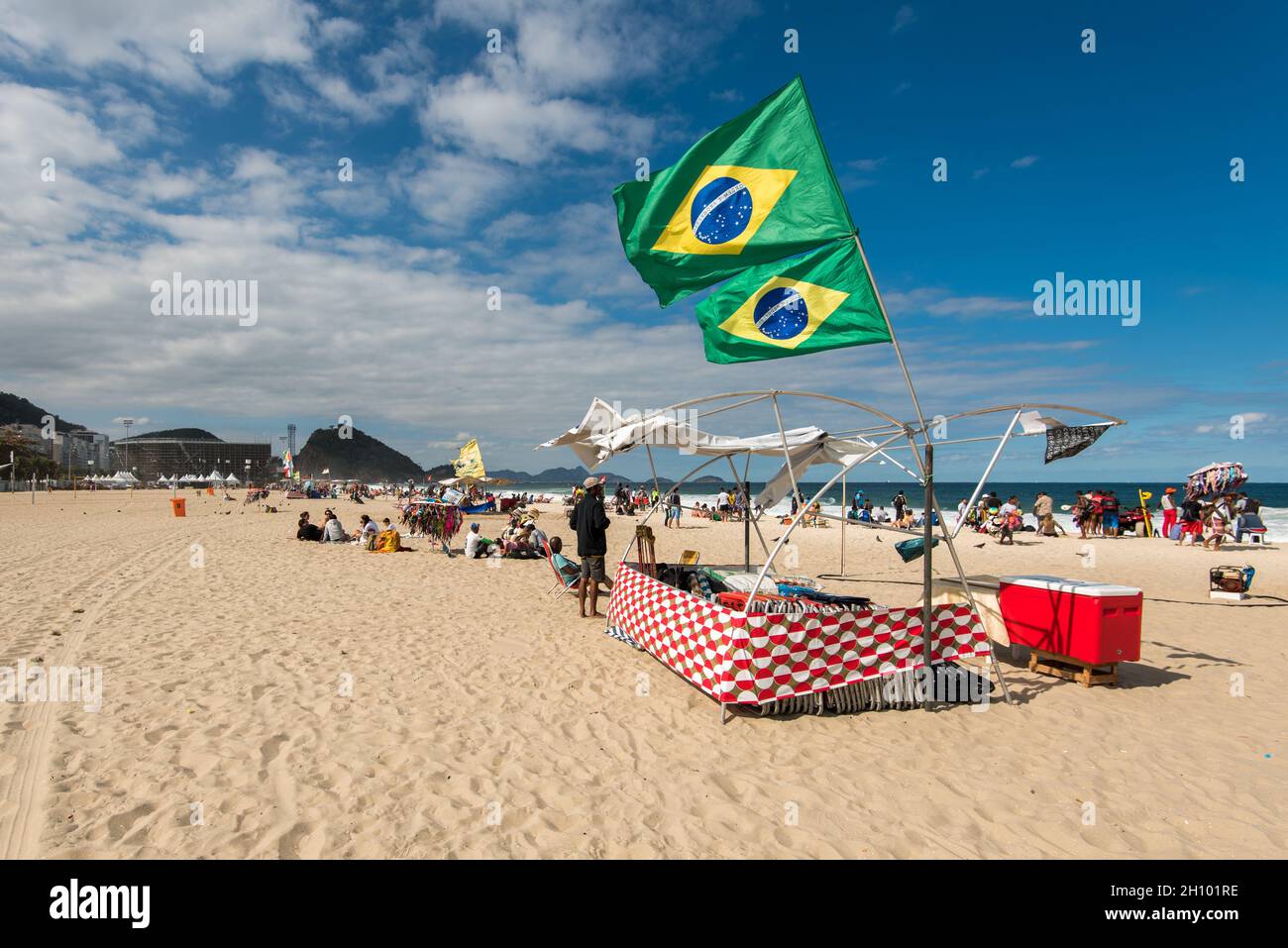 Rio de Janeiro, Brazil - July 18, 2016: Brazilian flags in the wind ...
