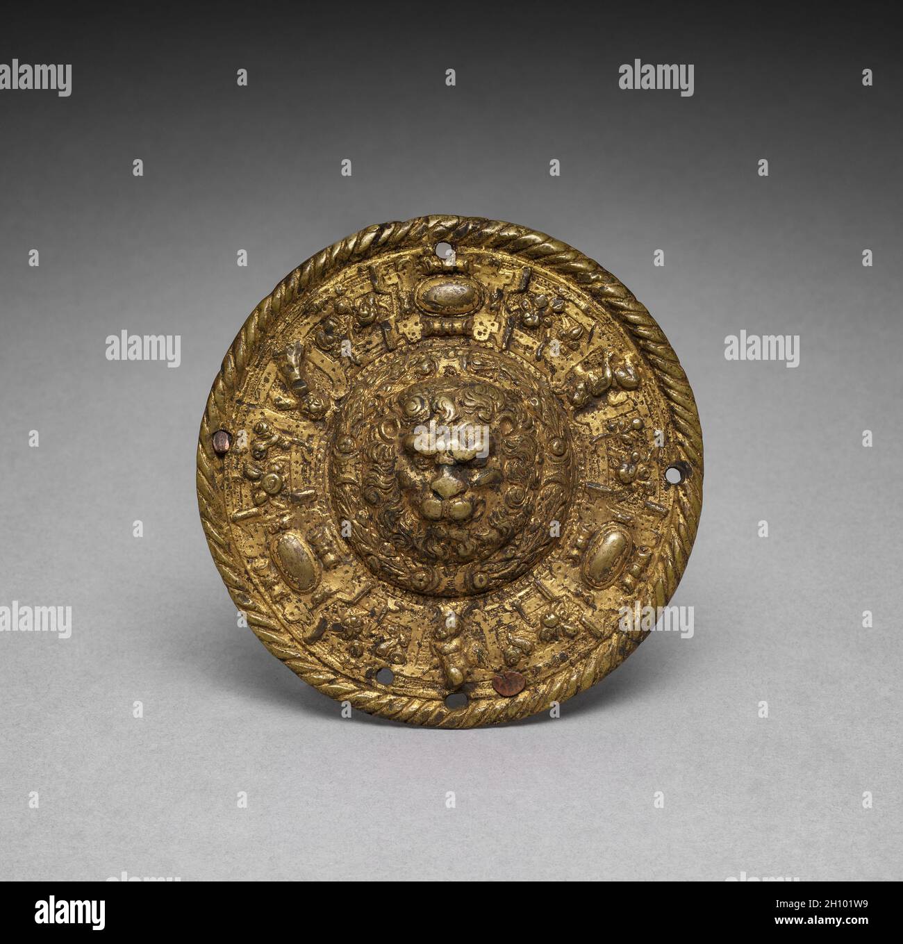 Shield Boss, 1800s. Italy, Renaissance Style. Brass, gilded; diameter ...