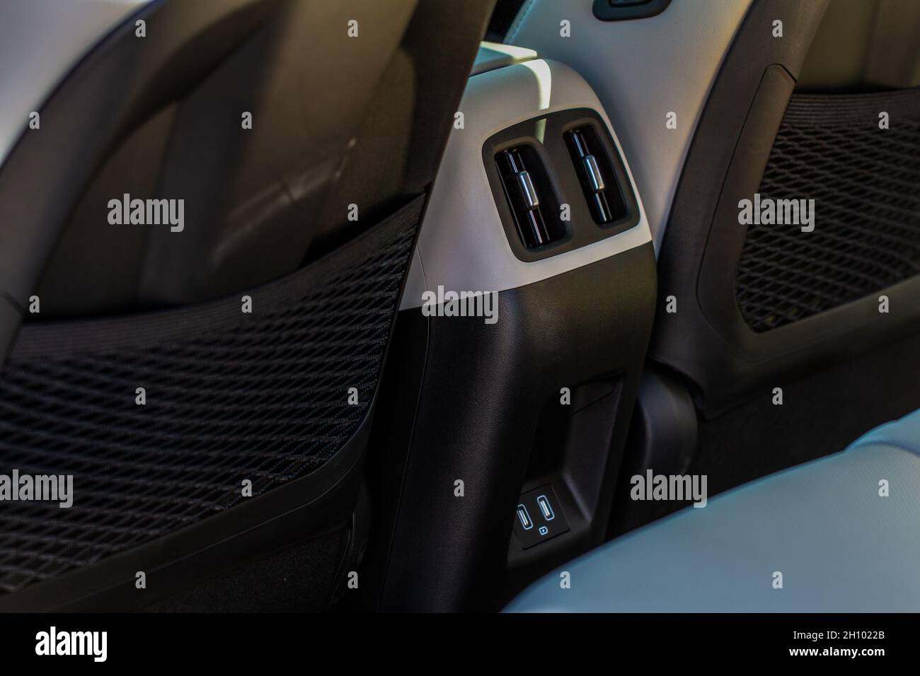 Car air conditioning close up view. The air conditioner flow inside the ...