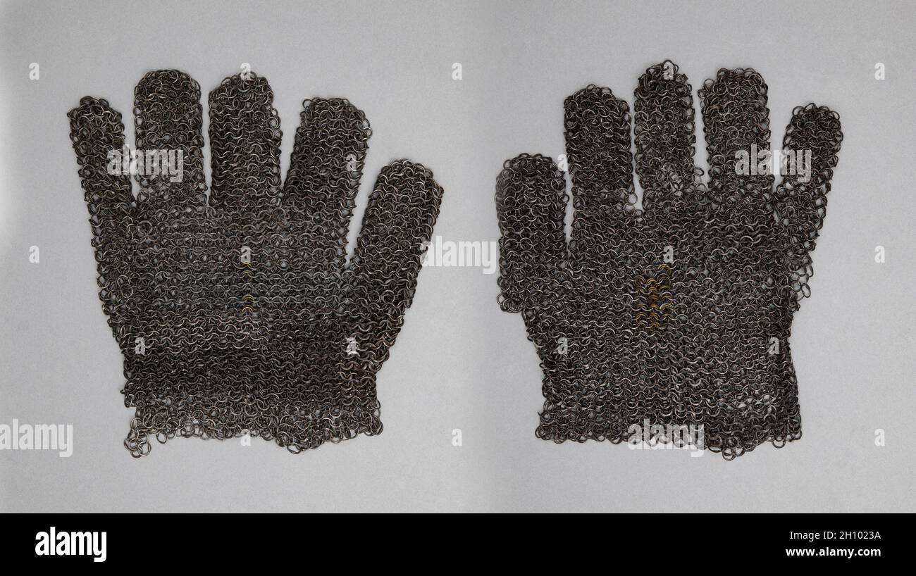 Pair of Gauntlets, 1500s. Europe, 15th century. Chain mail Stock Photo ...