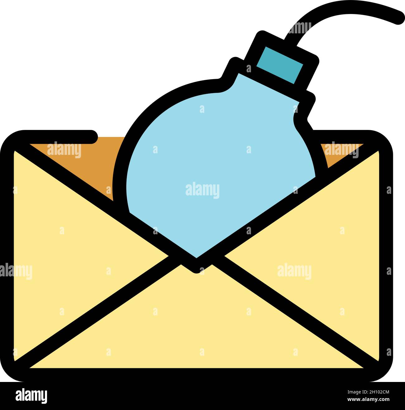 Bomb envelope icon. Outline bomb envelope vector icon color flat ...