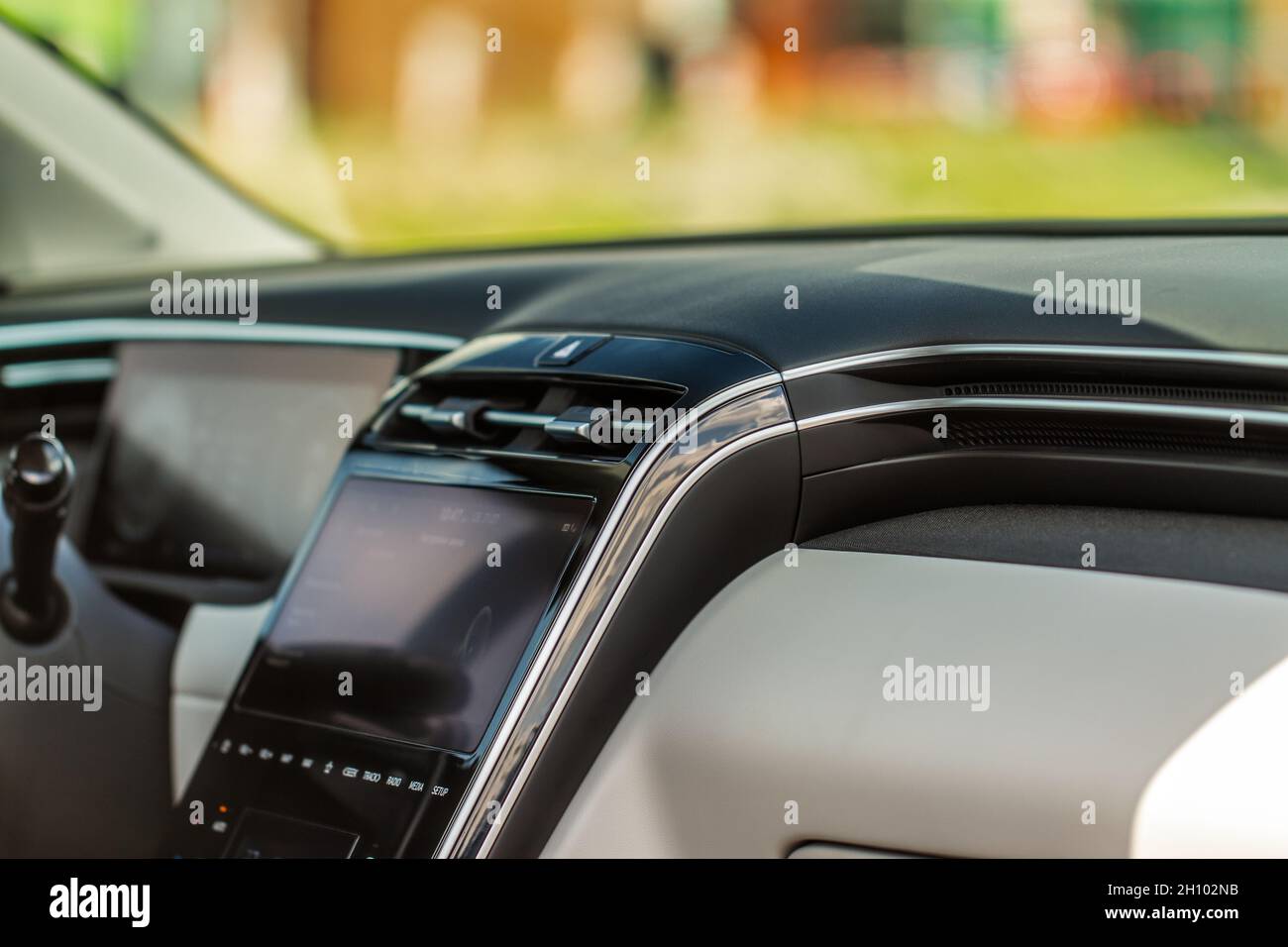 Car air conditioning close up view. The air conditioner flow inside the ...