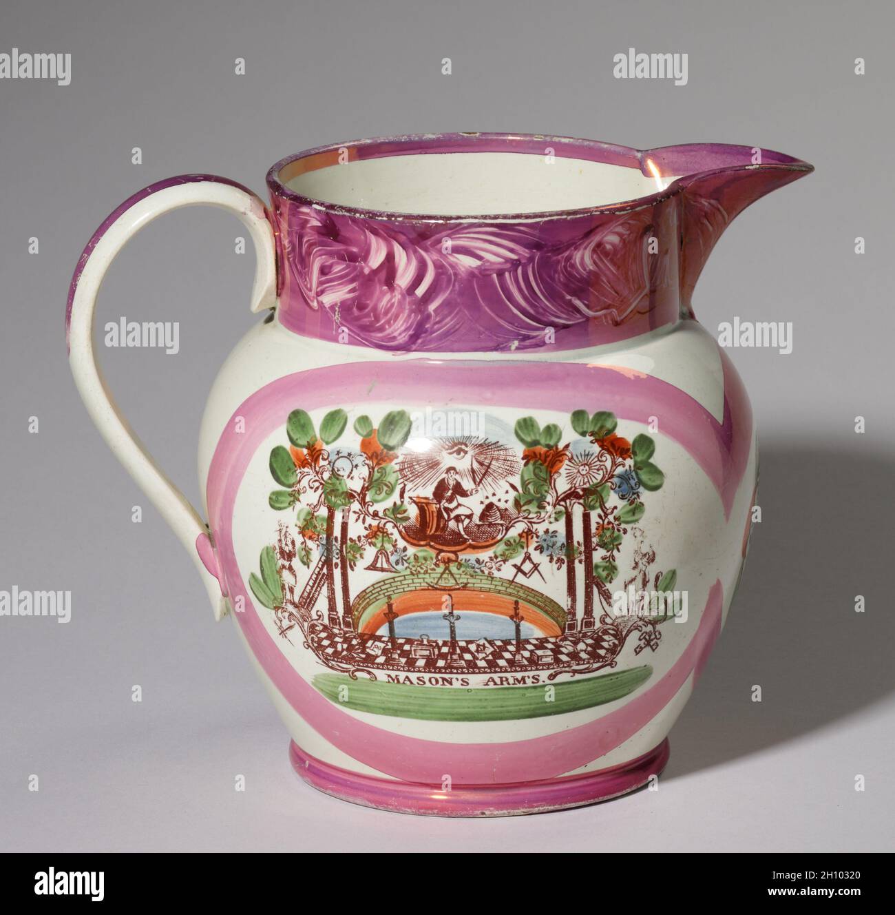 Masonic Pitcher, c. 1800. Staffordshire Factory (British). Pottery ...