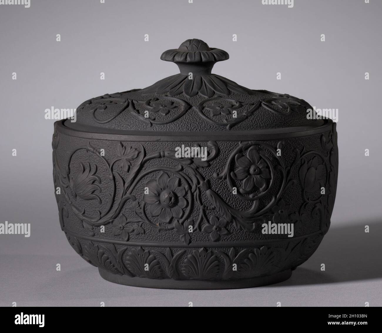 Teapot, c. 1810. Elijah Mayer (British, c. 1770-1805). Black basalt ...