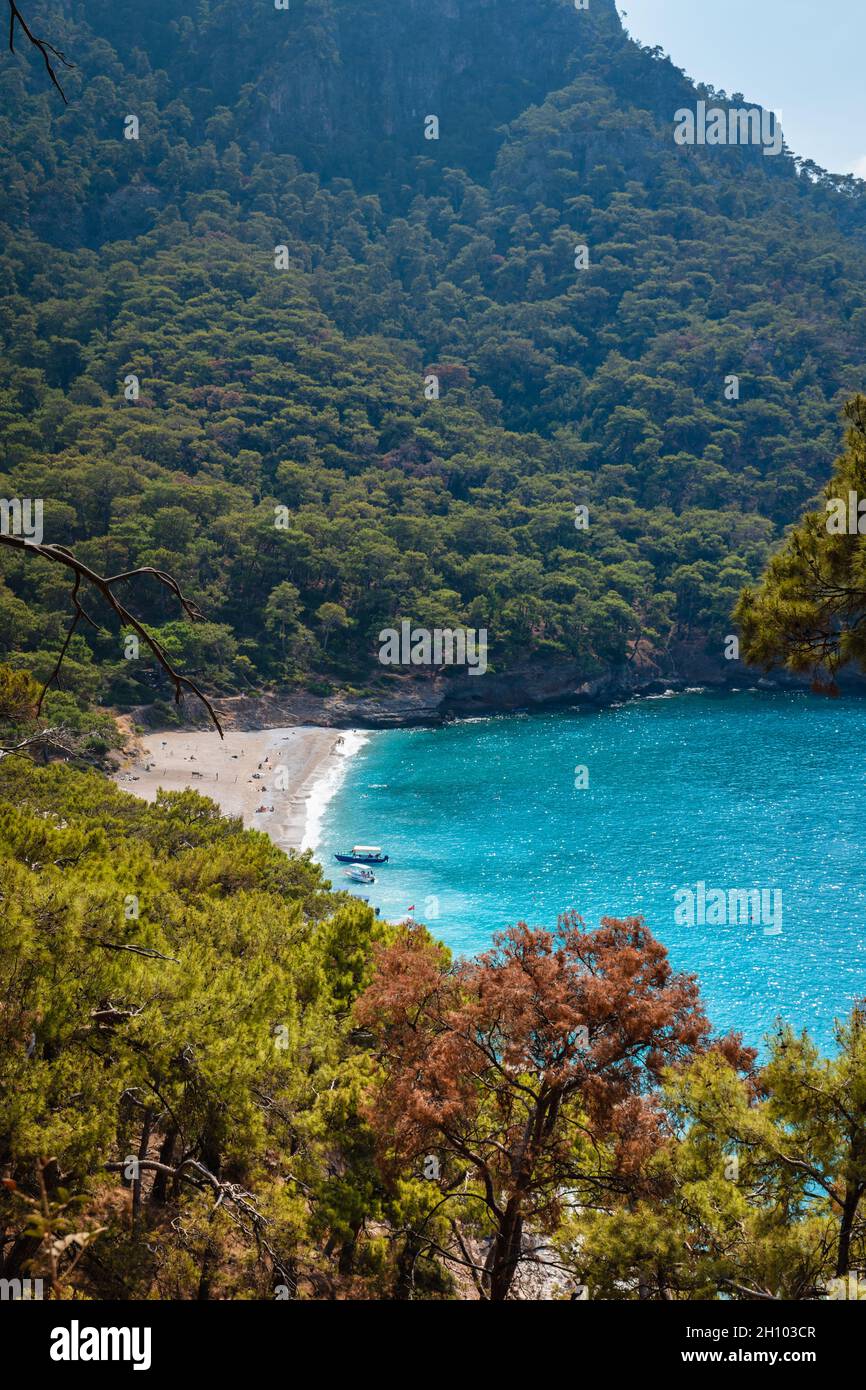 Kabak beach, secluded beach along Mediterranean sea near Fethiye ...