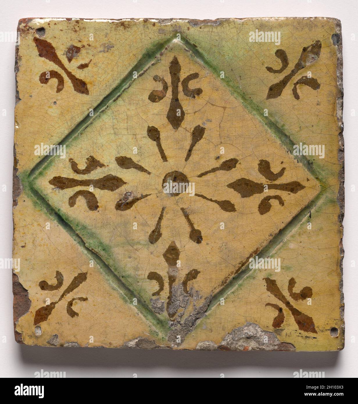 Tile- Diamond Medallion, c 1600s. Holland/ Netherlands, 17th century ...
