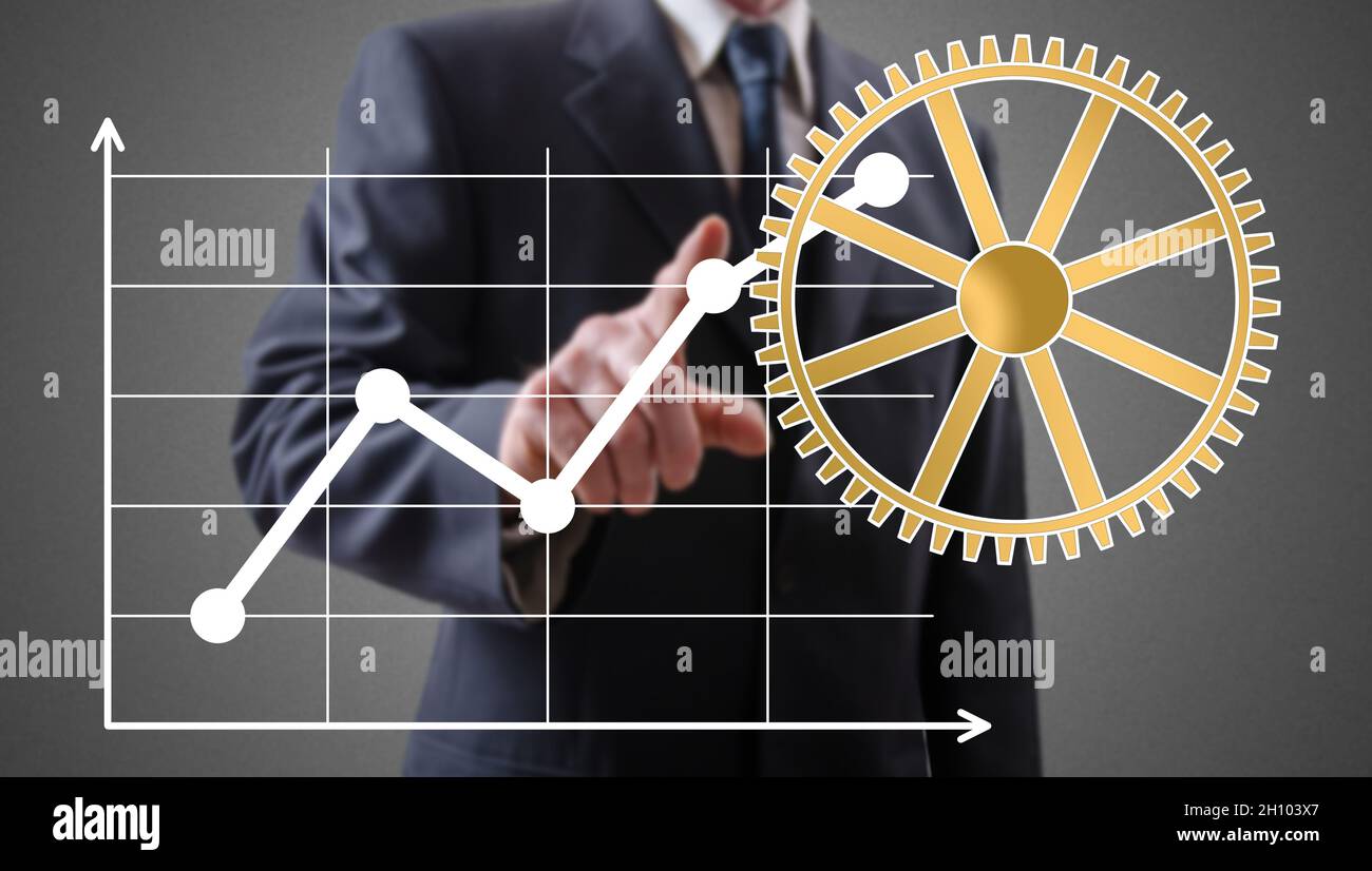 Business analysis concept shown by a businessman in background Stock ...