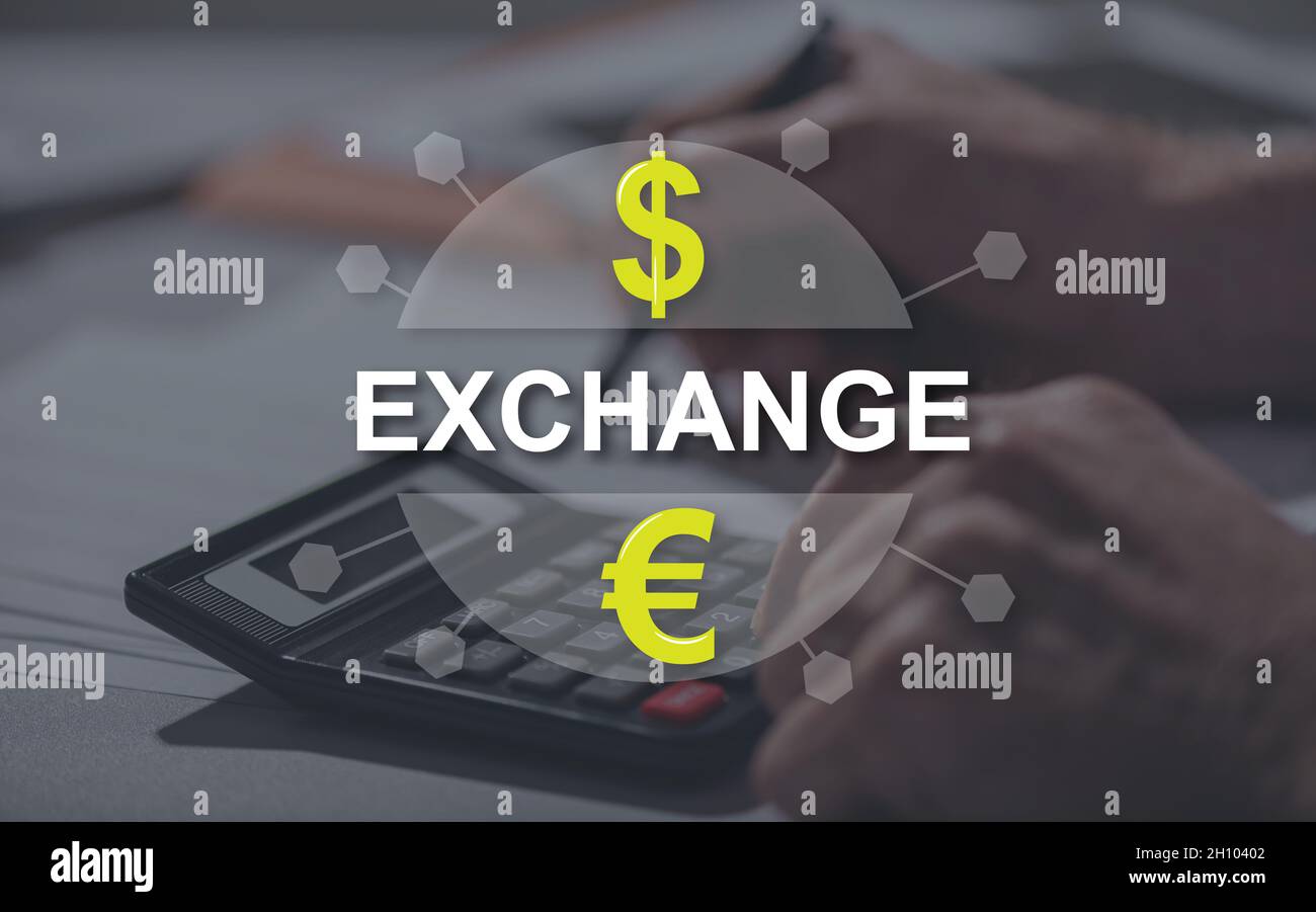 Exchange concept illustrated by a picture on background Stock Photo - Alamy
