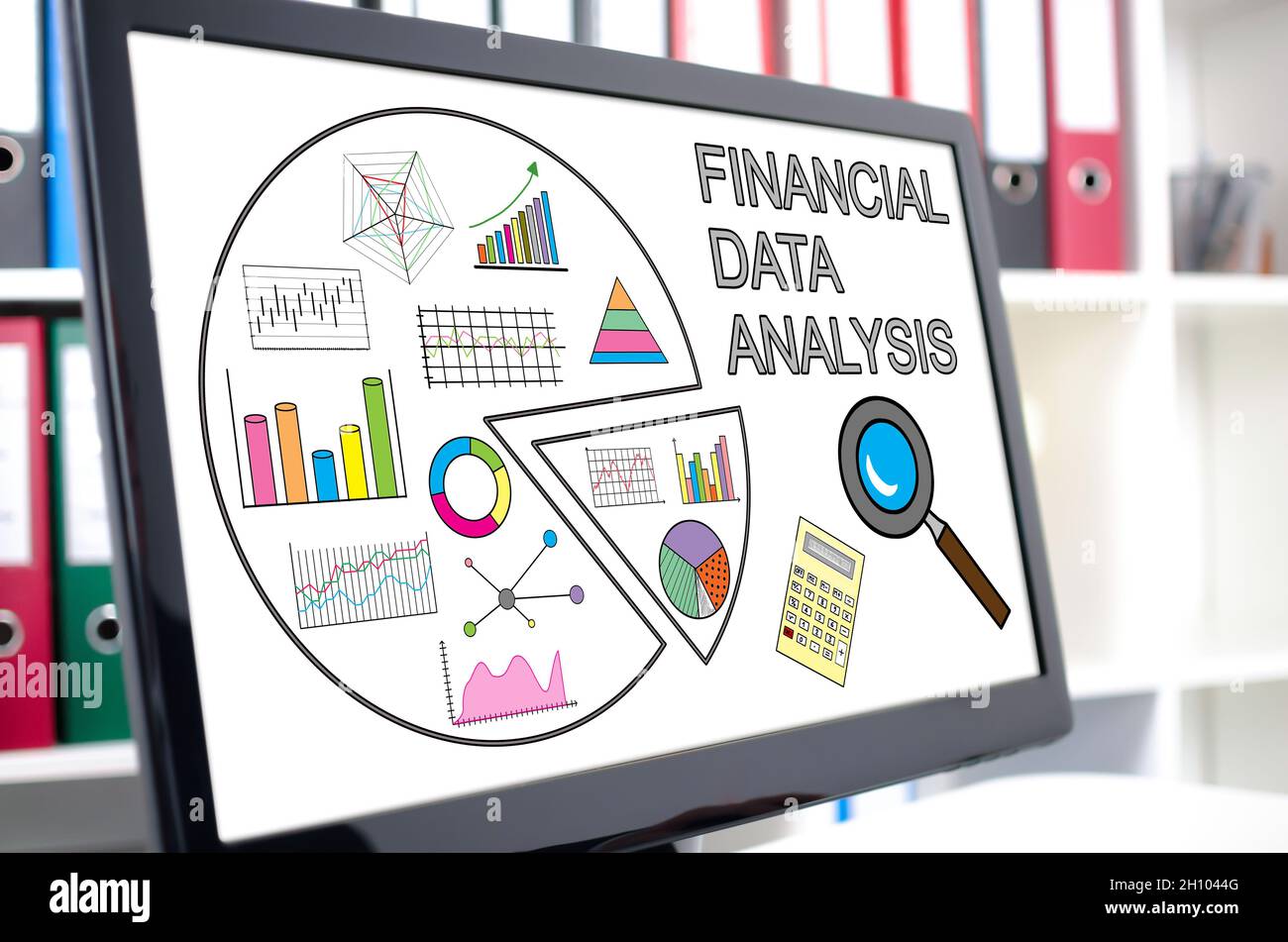 Financial data analysis concept shown on a computer screen Stock Photo ...