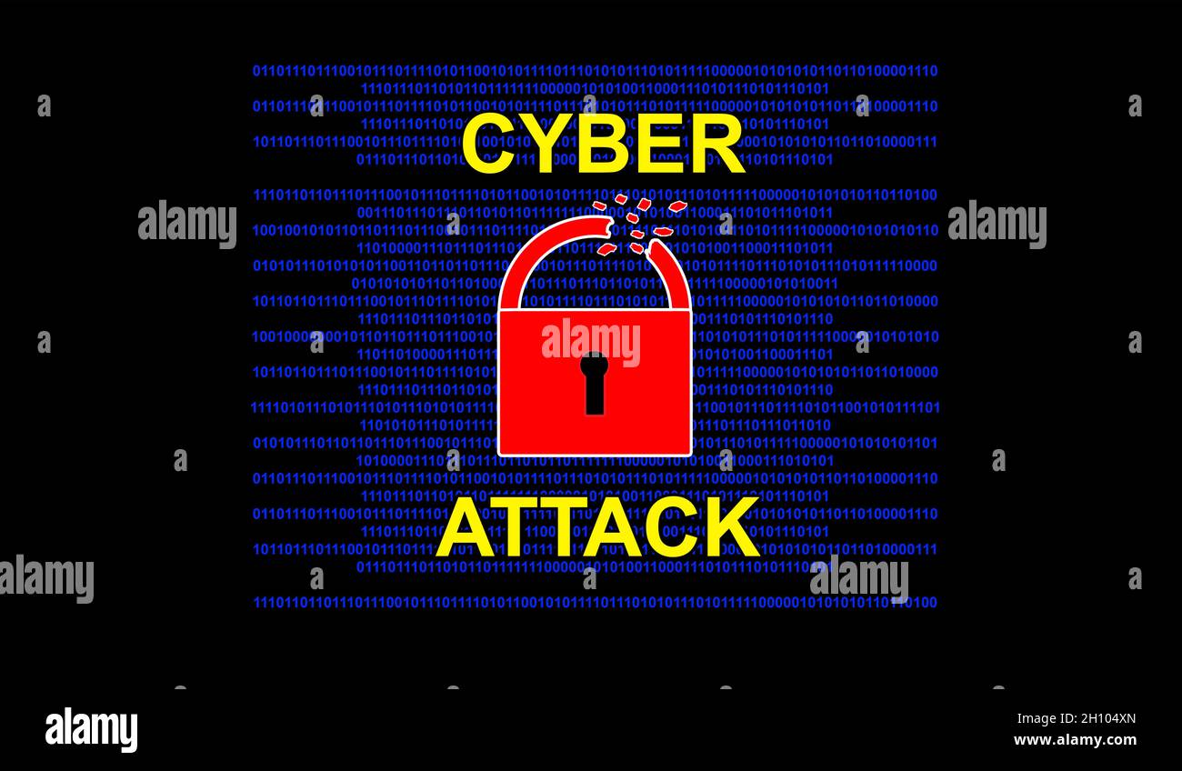 Cyber attack concept with a red broken padlock Stock Photo - Alamy
