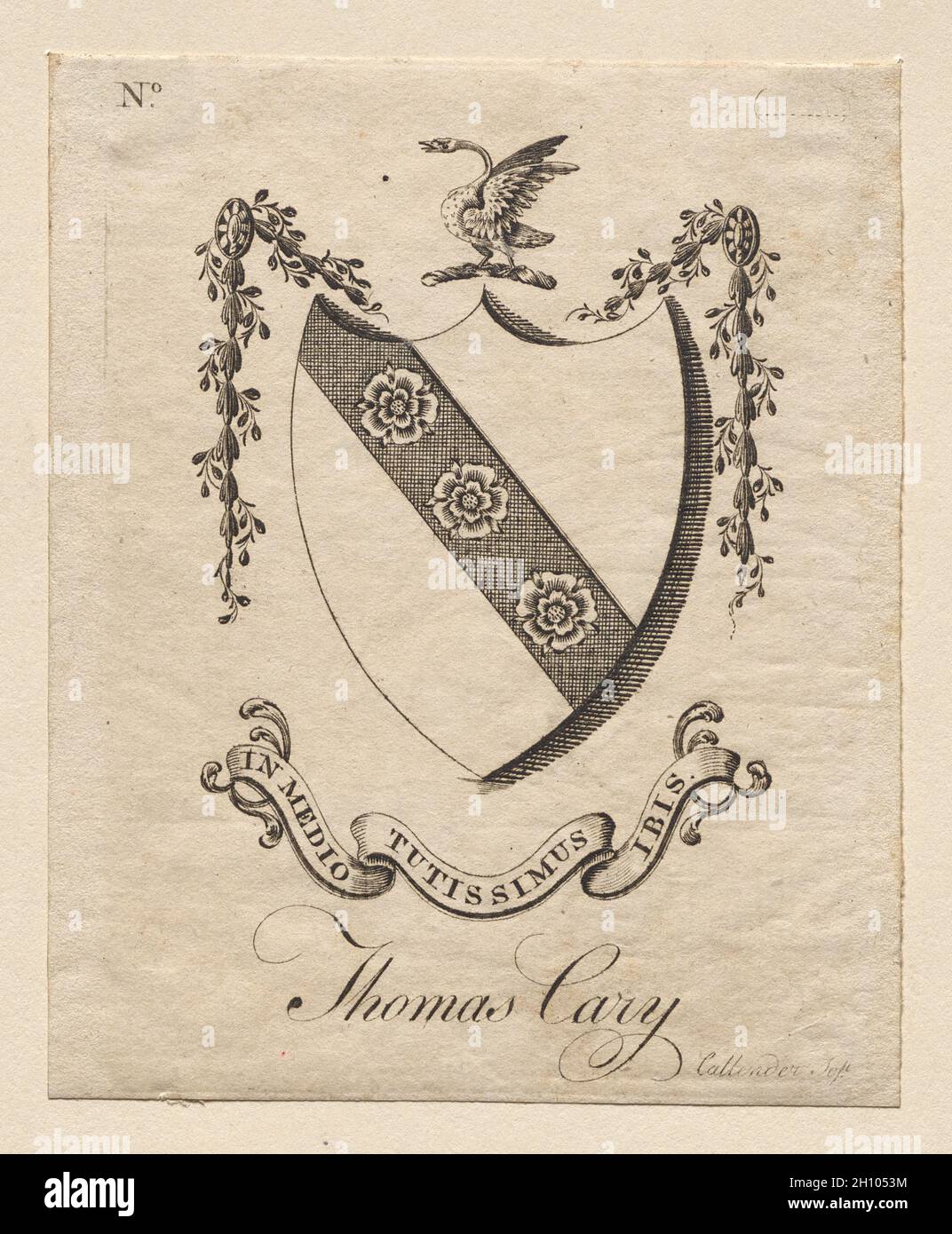 Bookplate: Coat of Arms with Thomas Cary inscribed below. Joseph ...