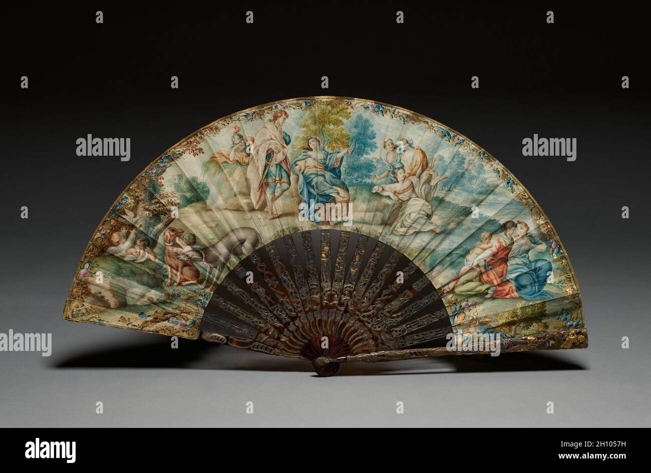 Folding Fan: Mythological Scene with Diana, c. 1730. Italy, Rome ...