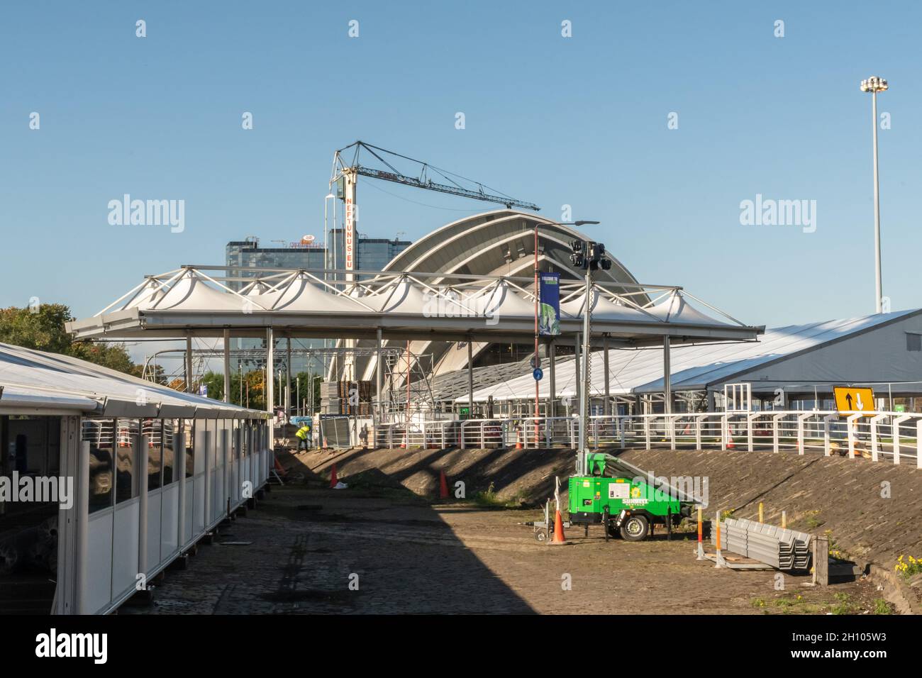 The entrance to the Scottish Event Campus with the Armadillo as work is ...