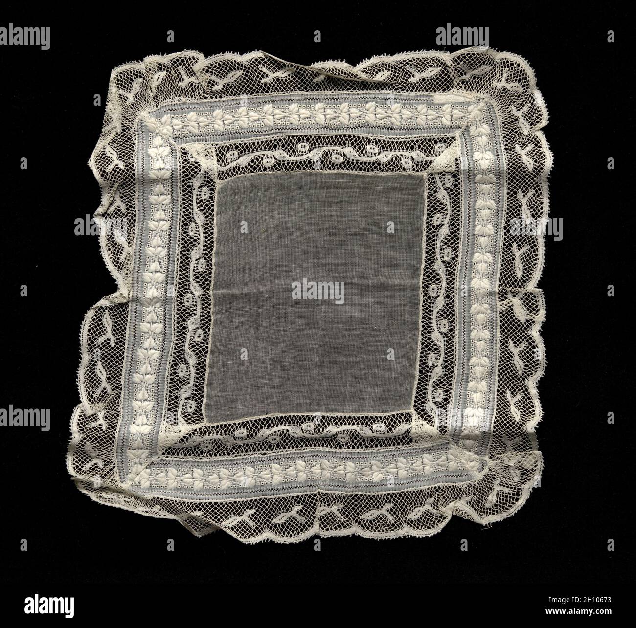 Bobbin and Embroidery Lace Handkerchief, late 19th century. France or ...