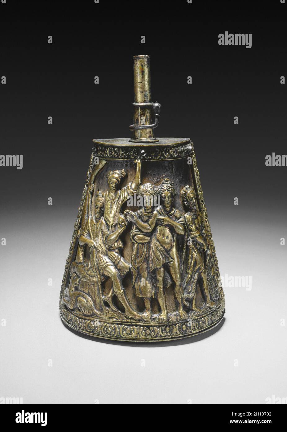 Powder Flask, c. 1590. Italy, 16th century. Gilt brass over fabric ...